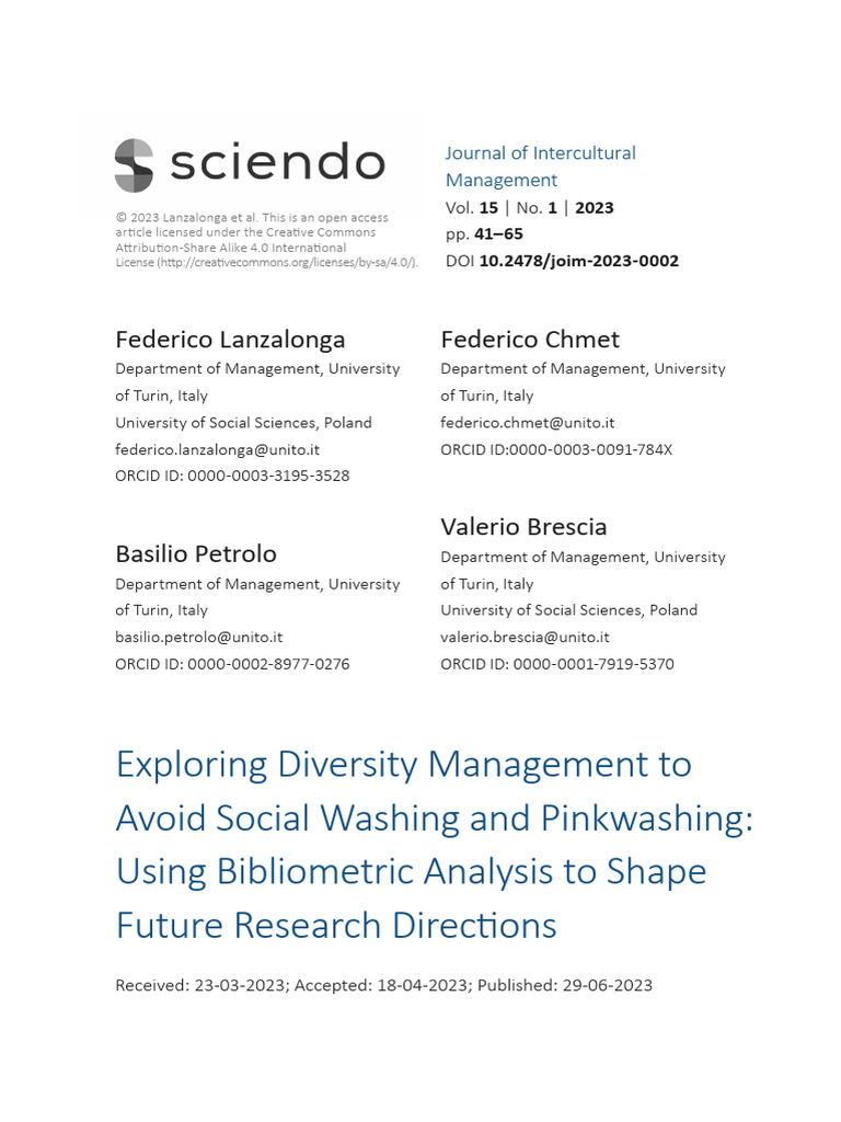 Exploring Diversity Management To Avoid Social Washing and Pinkwashing ...