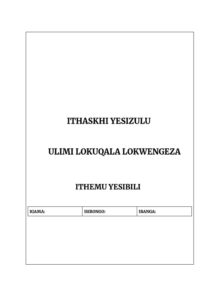 Isizulu Term 2 Task. | PDF