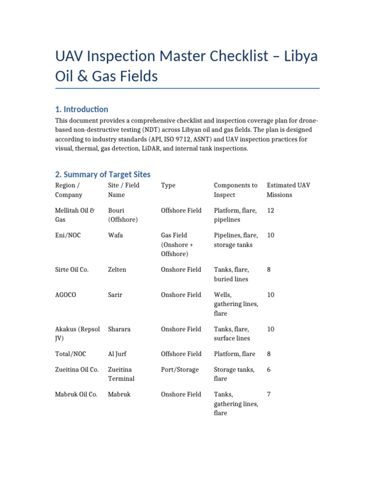 UAV Inspection Master Checklist Libya | PDF | Unmanned Aerial Vehicle ...