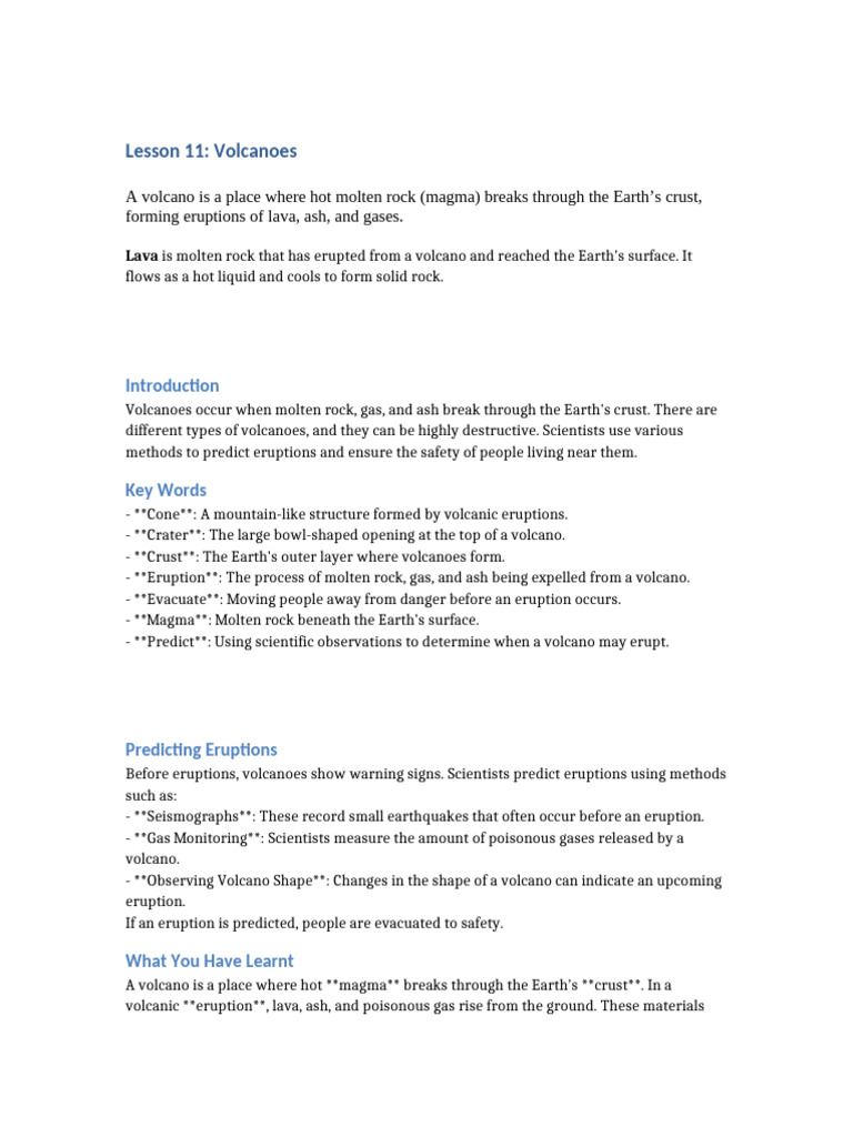 Volcano& Earthquake Lesson Note | PDF | Volcano | Types Of Volcanic ...
