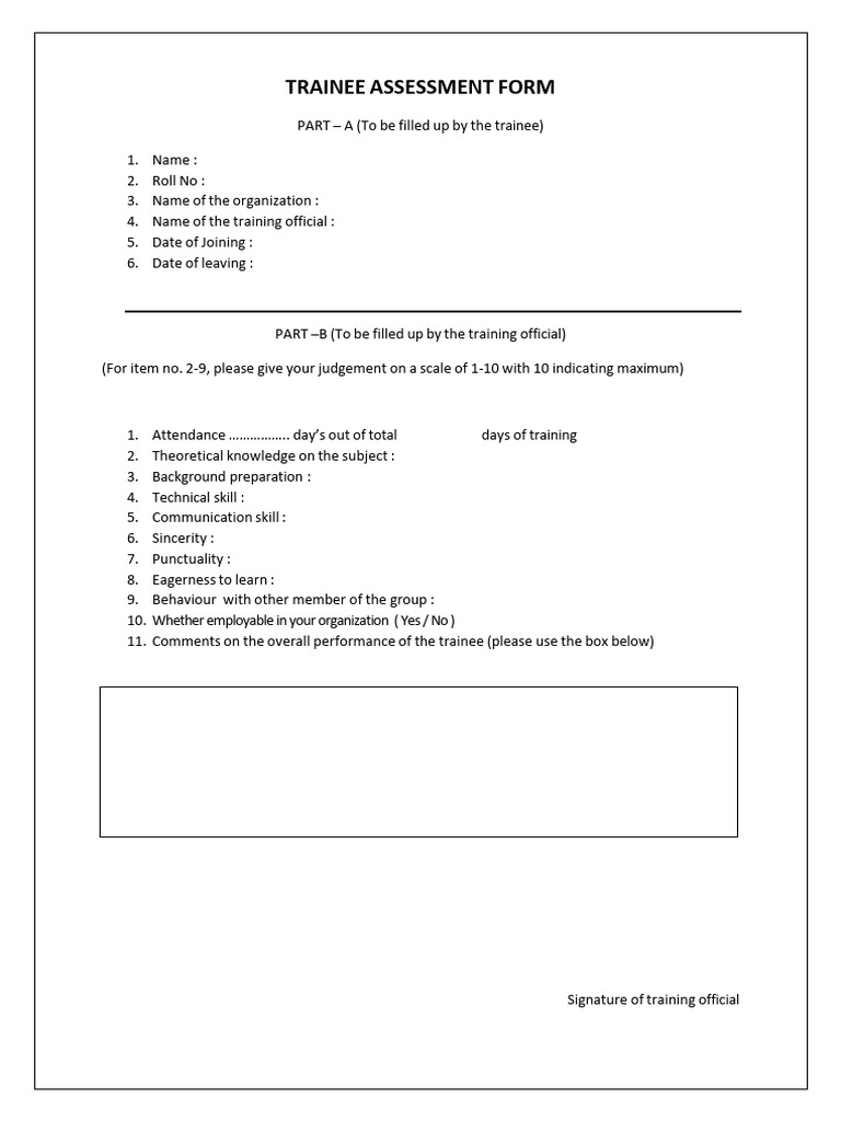 Trainee Assessment Form | PDF