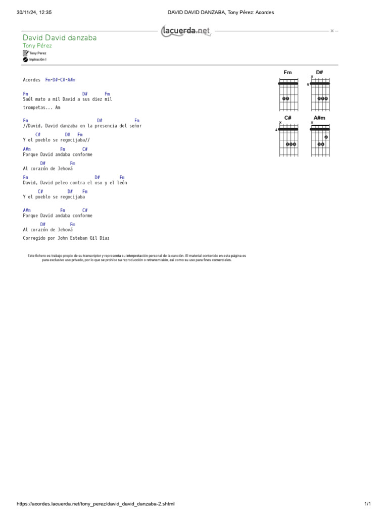 DAVID DAVID DANZABA, Tony Pérez - Acordes | PDF