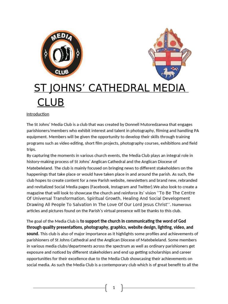 ST Johns Media Club Introduction Prospective Members | PDF | Parish ...