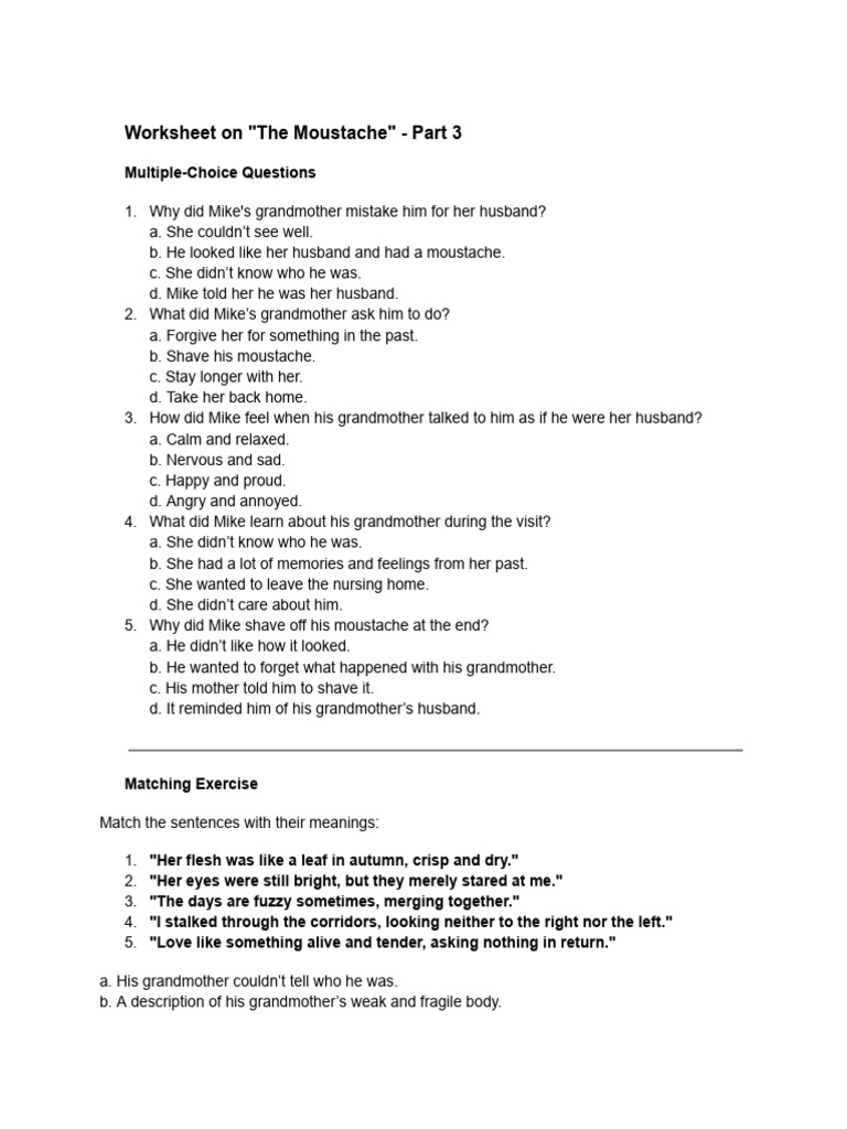 Moustache - Part 3 Quiz | PDF