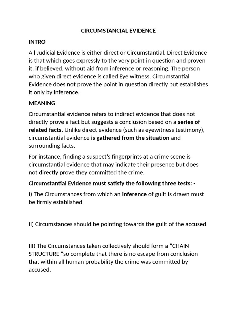 Understanding Circumstantial Evidence | PDF | Circumstantial Evidence ...