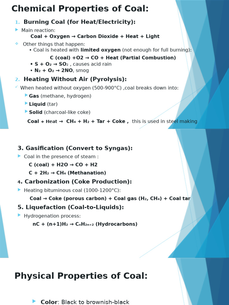 Chemical and Physical Properties of Coal | PDF
