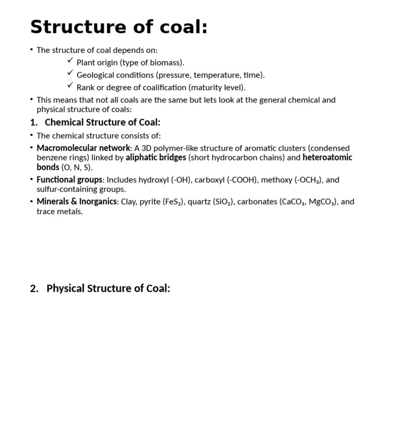 Understanding Coal's Chemical Structure | PDF