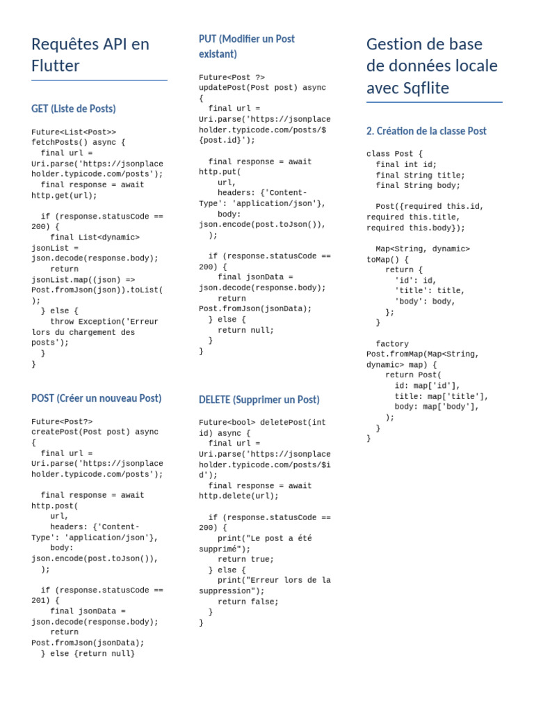 Requetes Api Flutter Sqflite Pdf Databases Computer Science