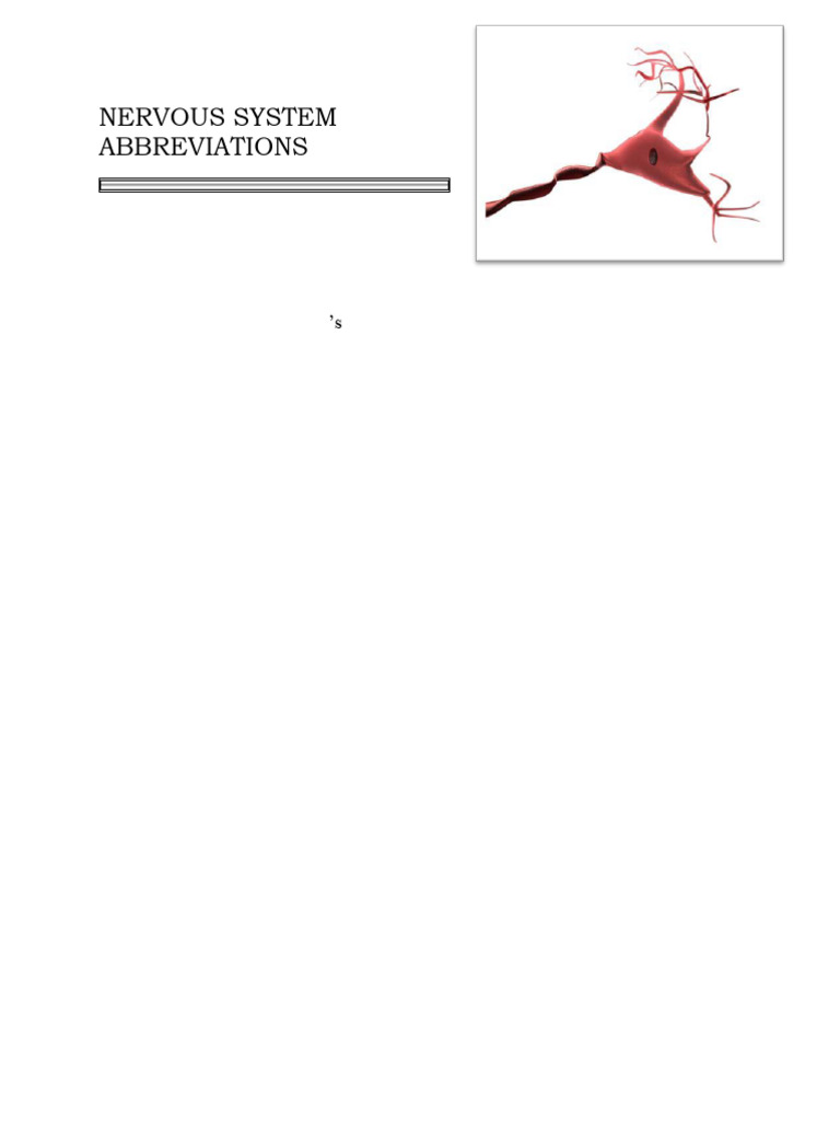 Nervous System Abbreviations | PDF