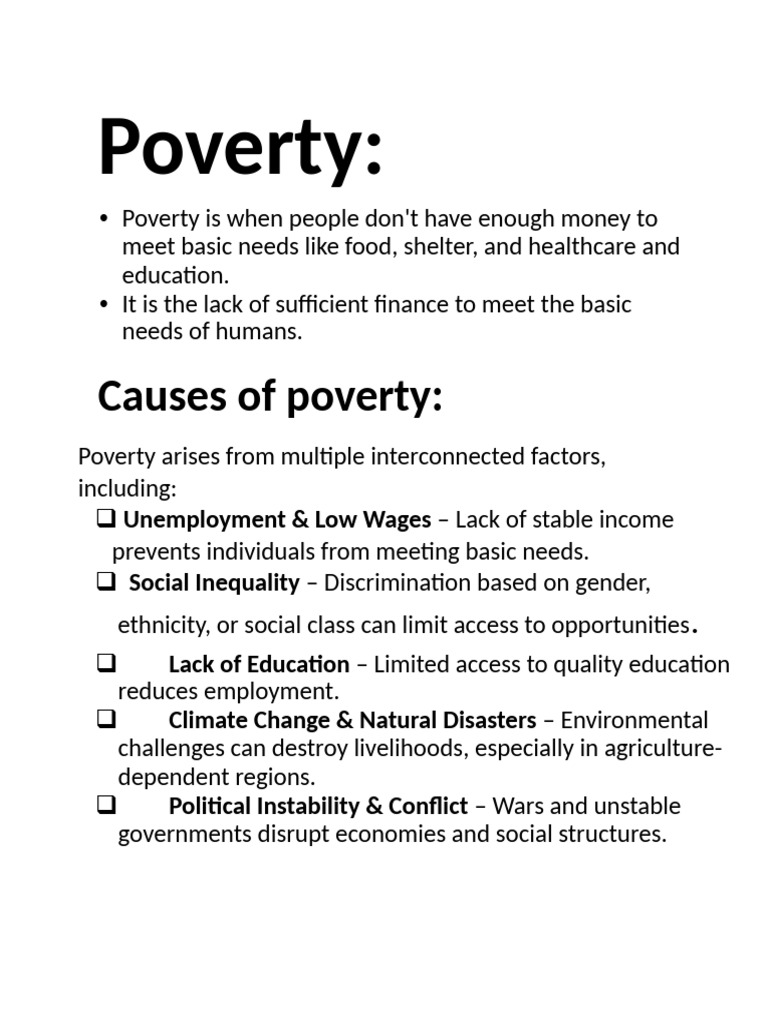 Understanding Poverty: Causes, Effects, Solutions | PDF