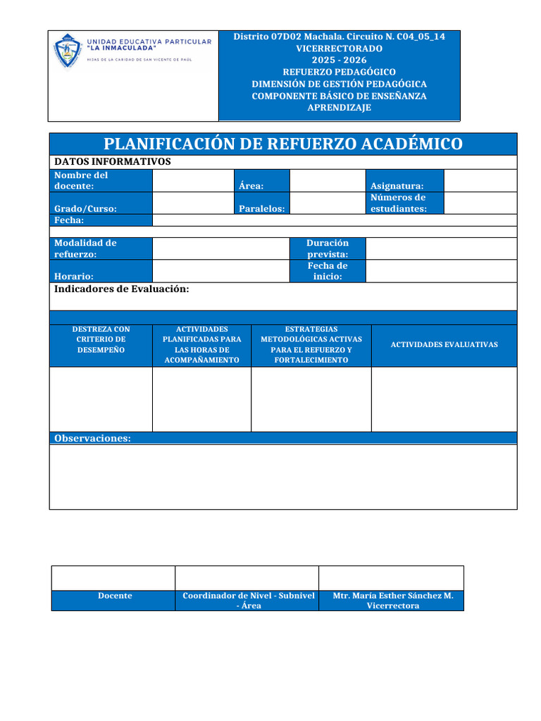 Planificación de Refuerzo 2025-2026 | PDF