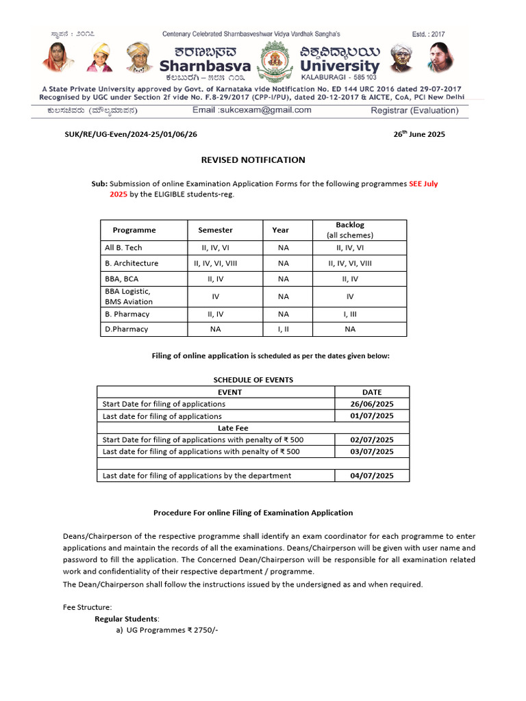 Revised UG SEE Even 2024-25 | PDF | Payments