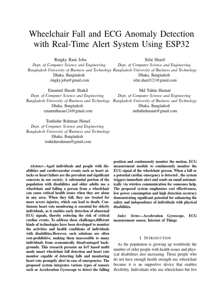 IoT Paper Wheelchair Fall Detection and Heart Anomaly | PDF | Internet ...