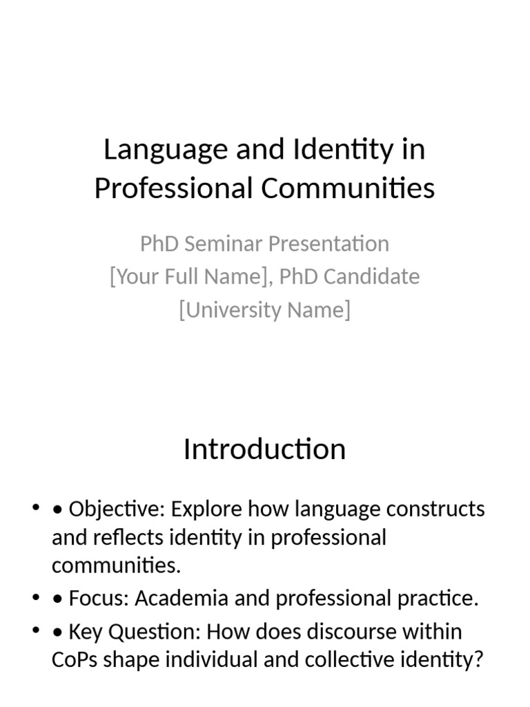 Language and Identity Presentation | PDF