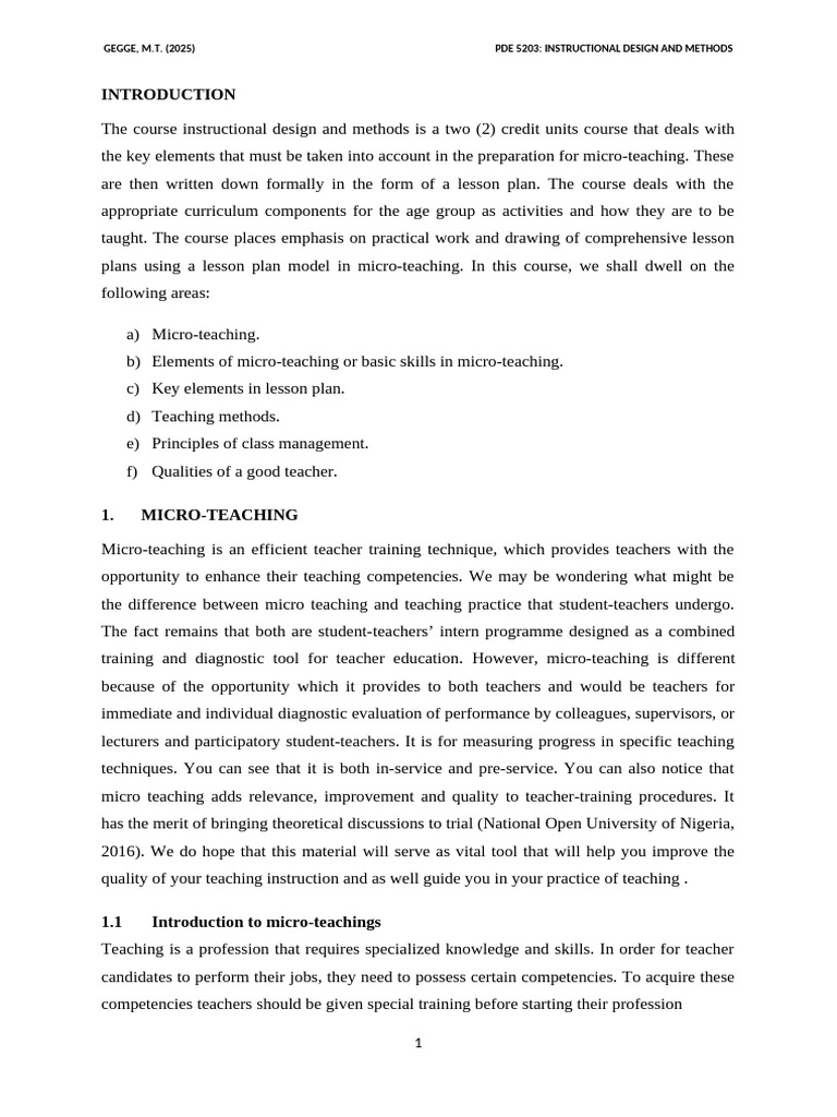 Pde 5203 Instructional Design and Methods | PDF | Teachers | Learning