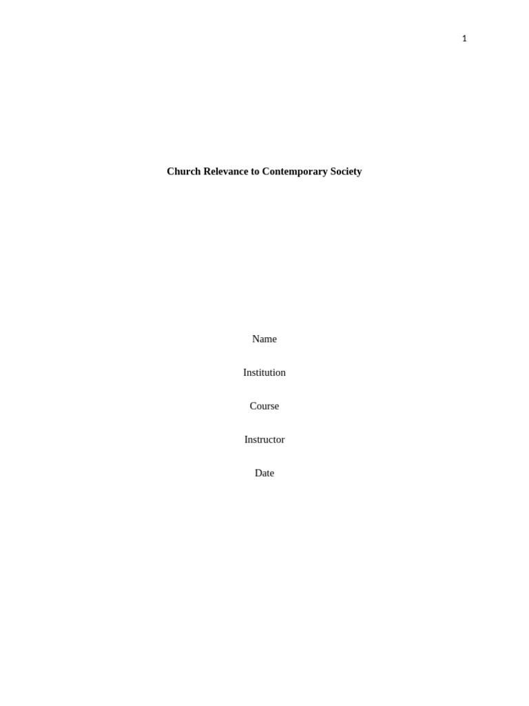 Church Relevance To Contemporary Society | PDF | Bible | Epistle To The ...