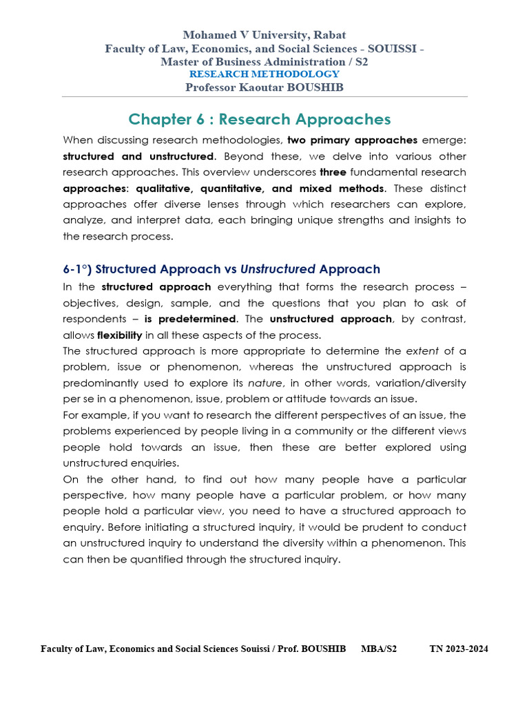 CHAPTER 6 Research Approaches | PDF | Quantitative Research ...