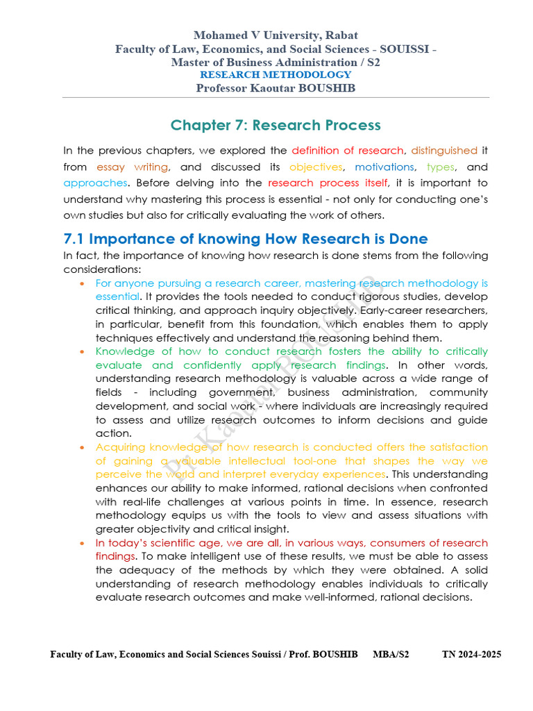 Chapter 7 Research Process | PDF | Methodology | Sampling (Statistics)
