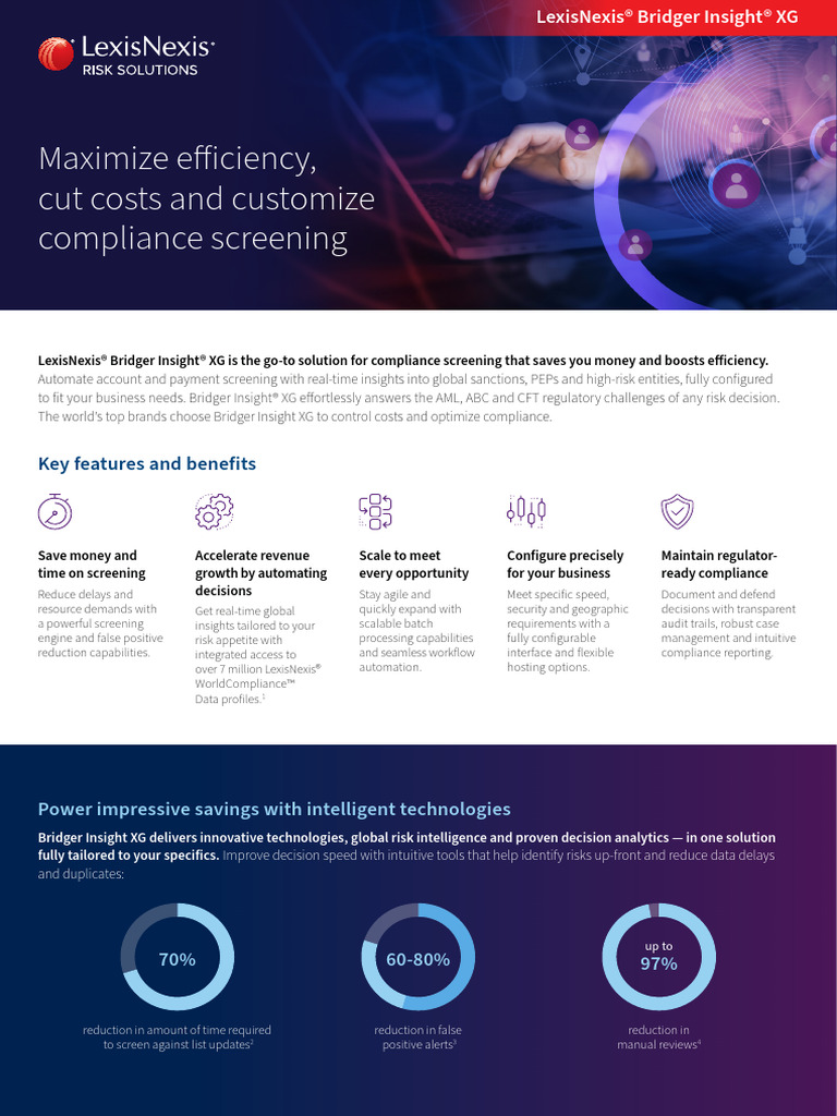 Bridger Insight® XG - Brochure | PDF | Regulatory Compliance | Automation