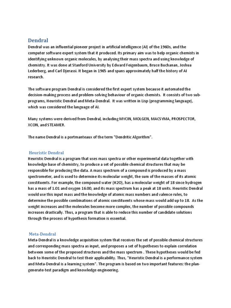 Dendral | PDF | Cognitive Science | Systems Science