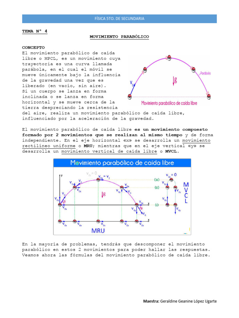 4 Movimiento Parabolico | PDF | Ingeniería mecánica | Mecanica clasica