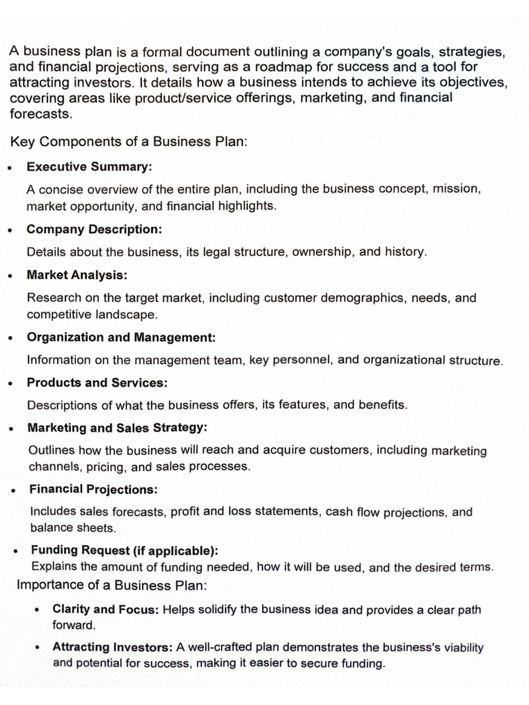 Business Plan Notes | PDF