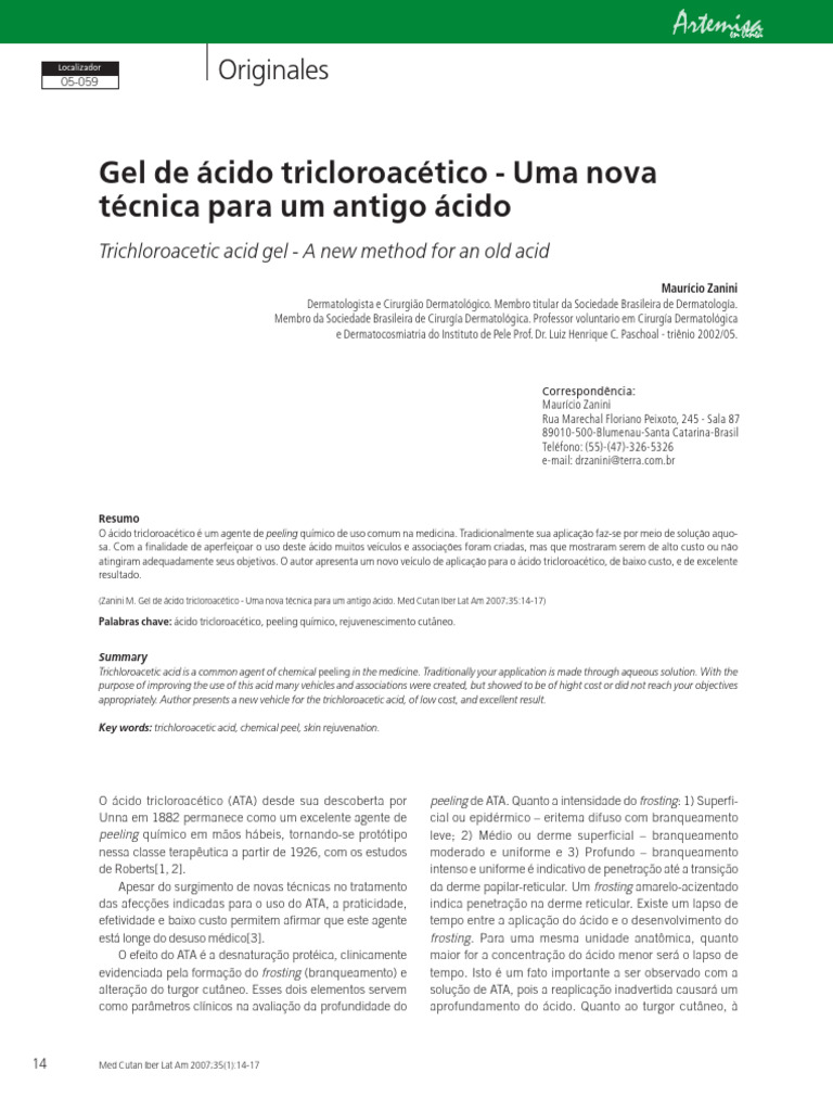Acido Tricloroacetico Estudo e Como Usar | PDF | Química