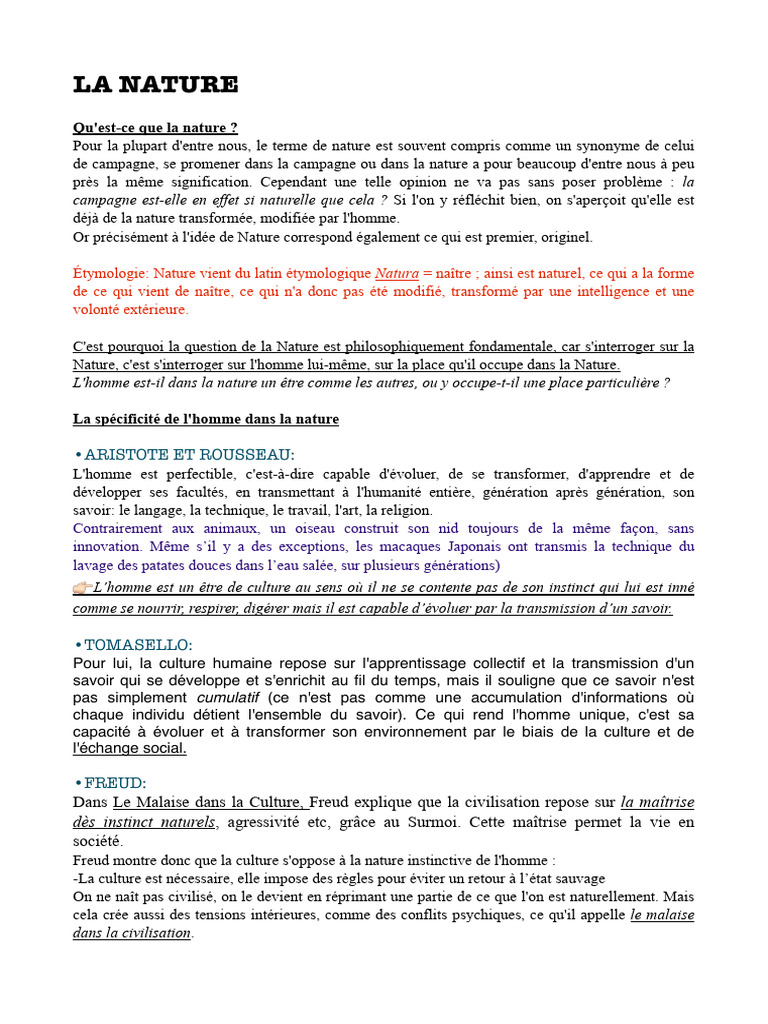 Nature et Culture : L'Homme en Question | PDF | La nature | Sigmund Freud