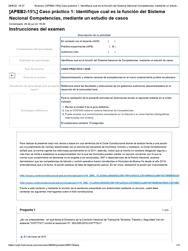 Examen - (APEB2-15 - ) Caso Práctico 1 - Identifique Cual Es La Función Del Sistema Nacional ...