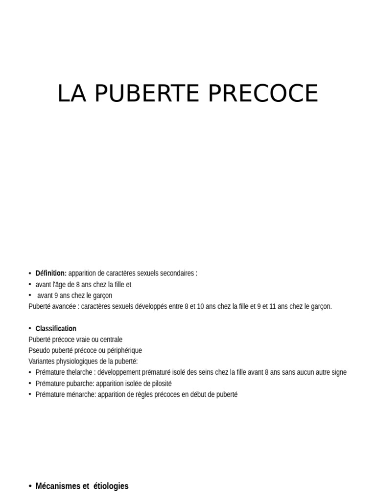 La Puberte Precoce | PDF
