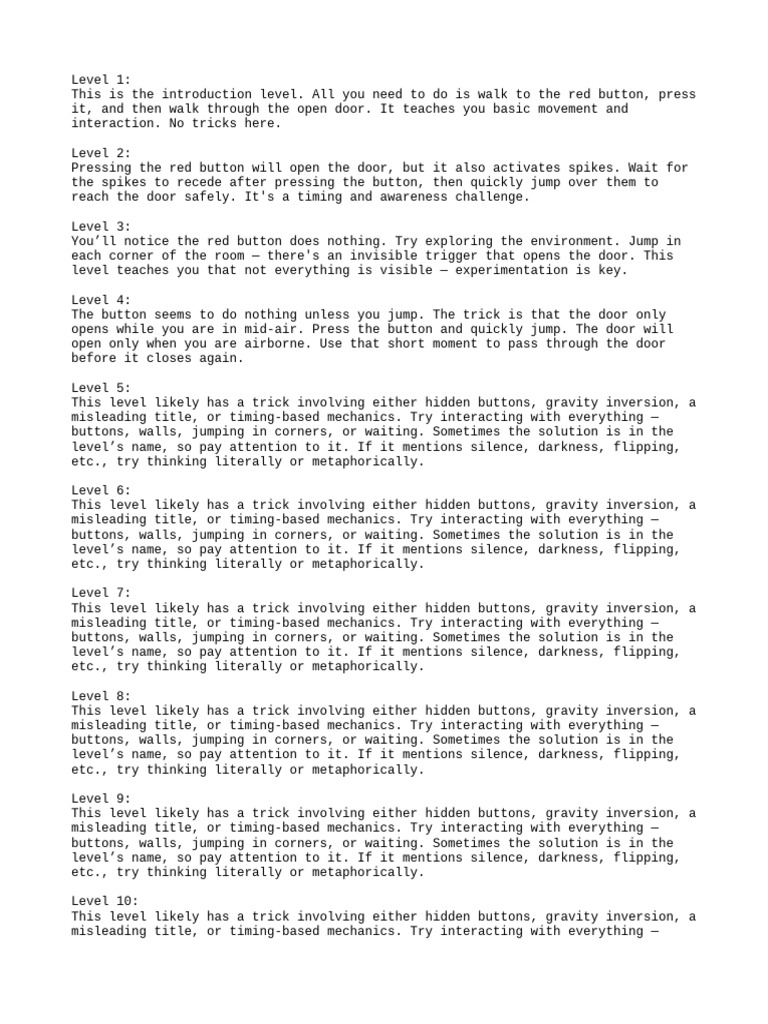 That Level Again Detailed Hints | PDF