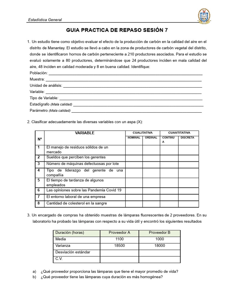 Guia de Repaso Sesion7 (G) | PDF | Estadísticas | Matemáticas Aplicadas