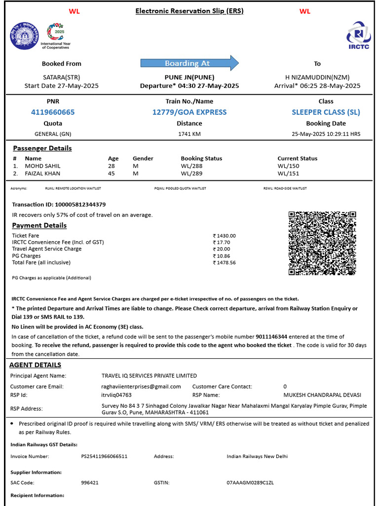 25may Pune To NZM Saad Bakery | PDF | Rail Transport