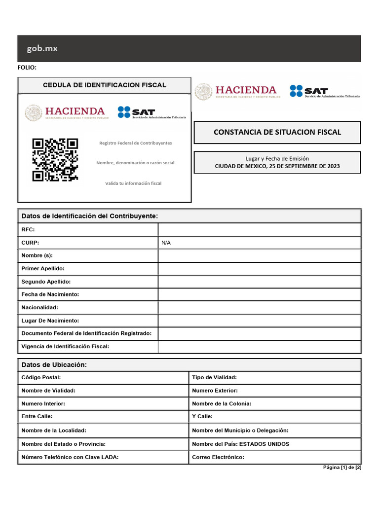 Cedula de Identificacion Fiscal | PDF | Gobierno