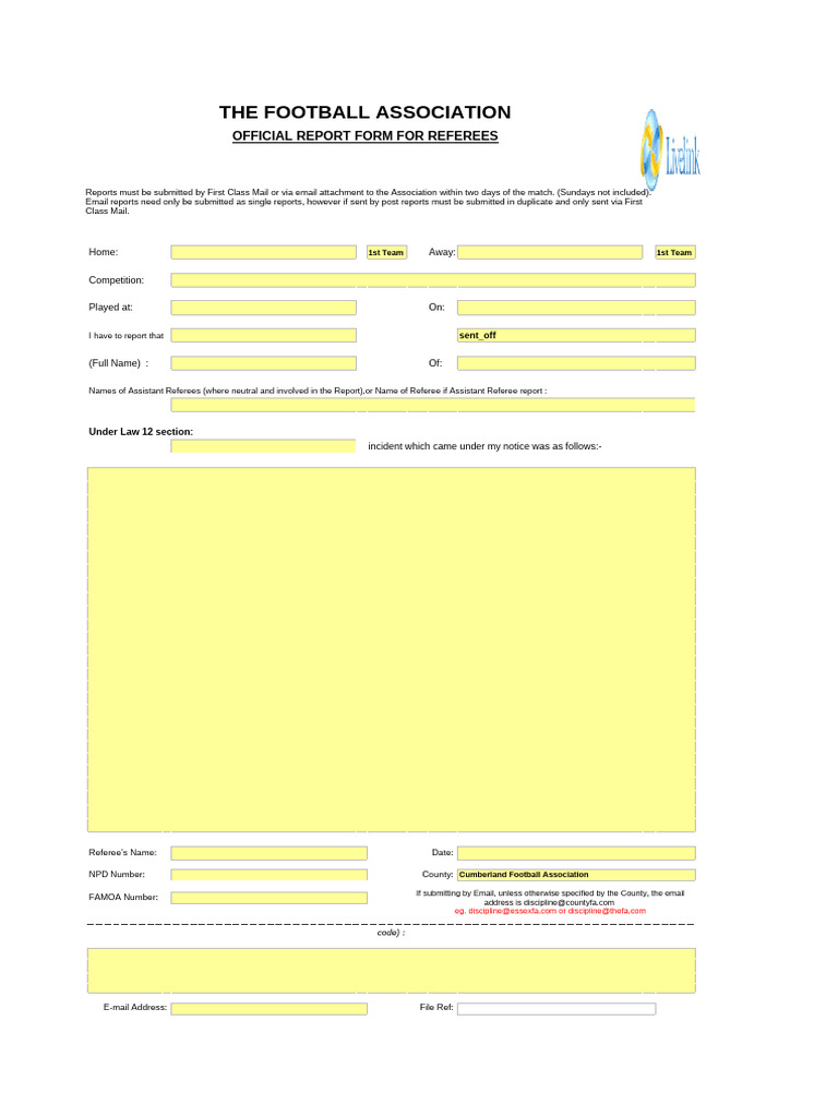 Send Off Misconduct Report Form | PDF