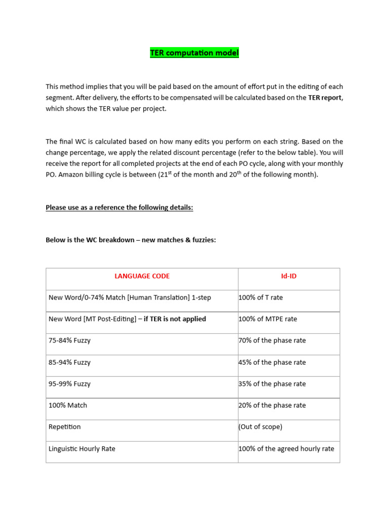 TER Computation Model | PDF