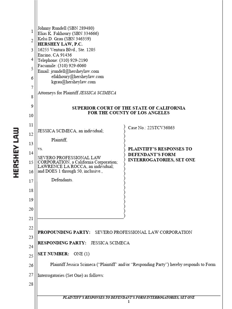 Plaintiff's Responses to Interrogatories | PDF | Discovery (Law ...
