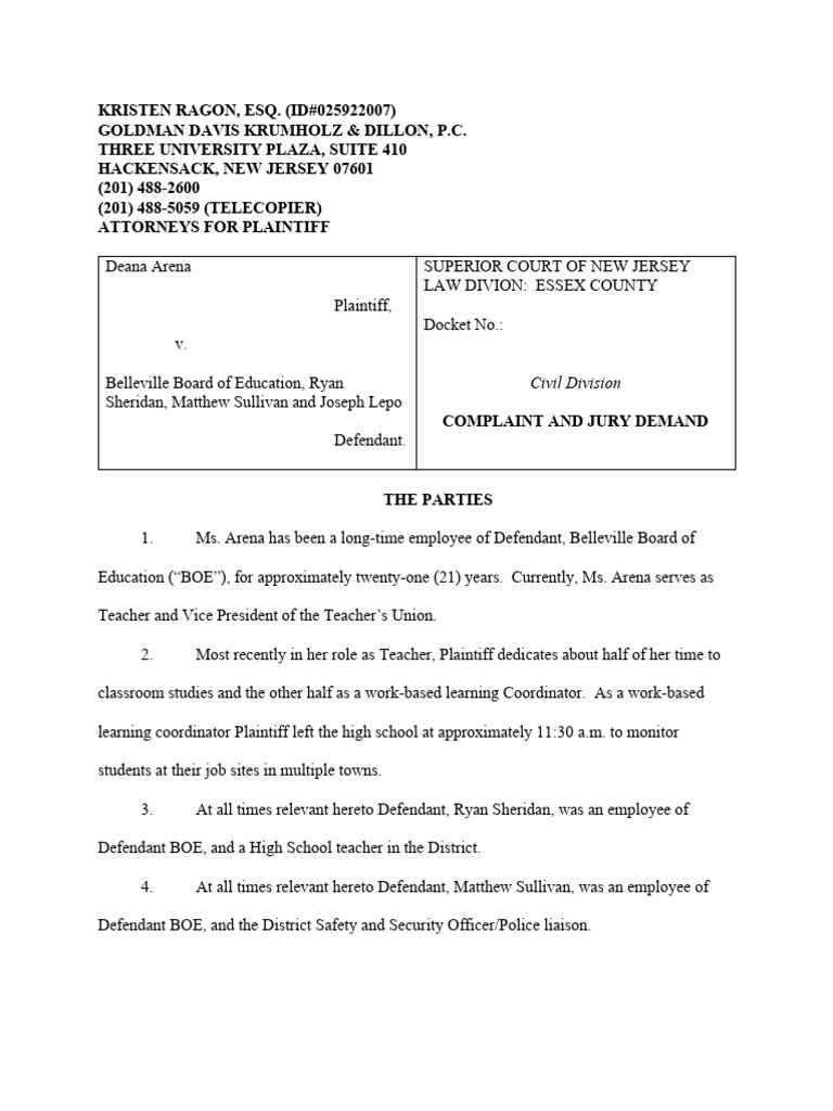 Belleville Public School District - Deana Arena Lawsuit | PDF | Damages ...