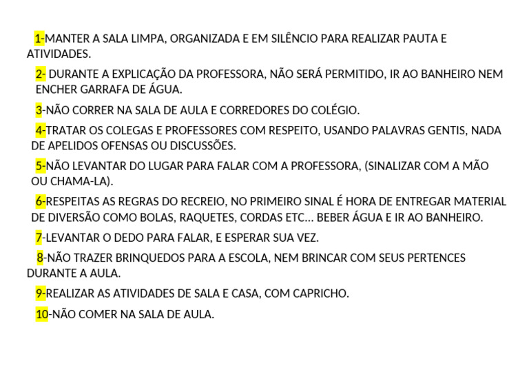 Regras e Combinados | PDF