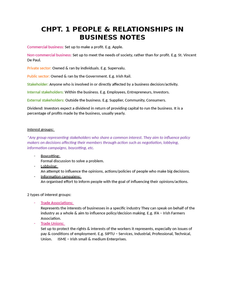 Chpt. 1 People & Relationships in Business | PDF | Cooperative | Employment