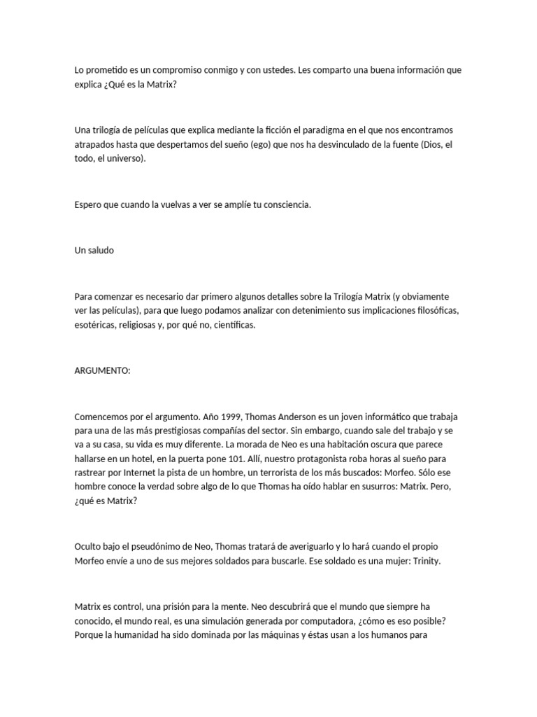 Qué Es Matrix? | PDF | René Descartes | Identificación de frecuencia de ...