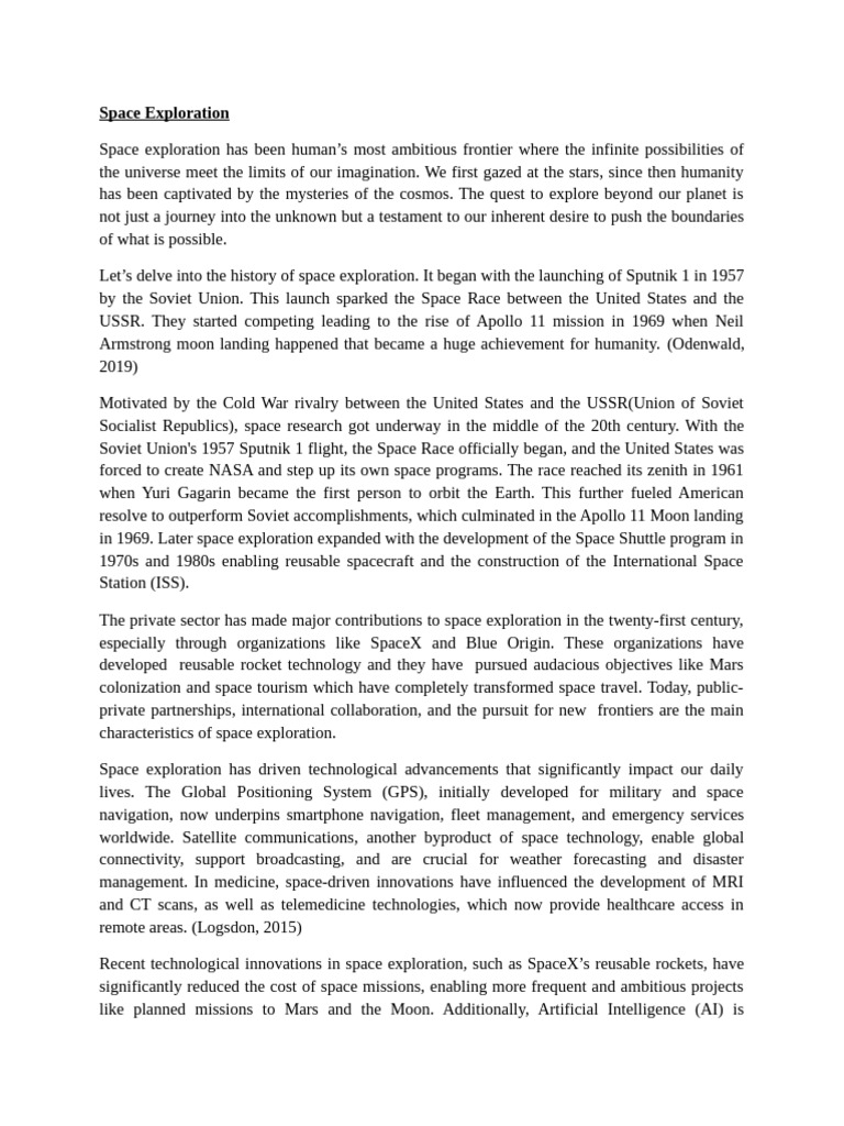 History and Impact of Space Exploration | PDF | Space Exploration ...