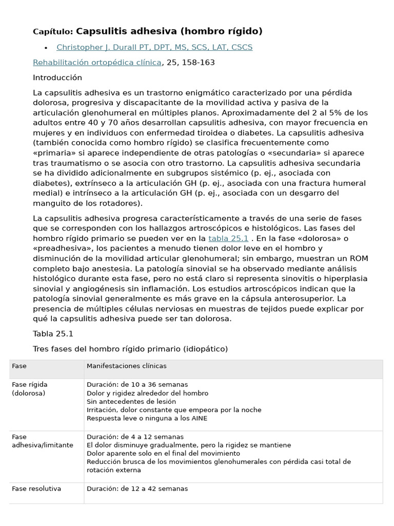 Capsulitis Adhesiva: Hombro Rígido | PDF | Hombro | Sistema ...