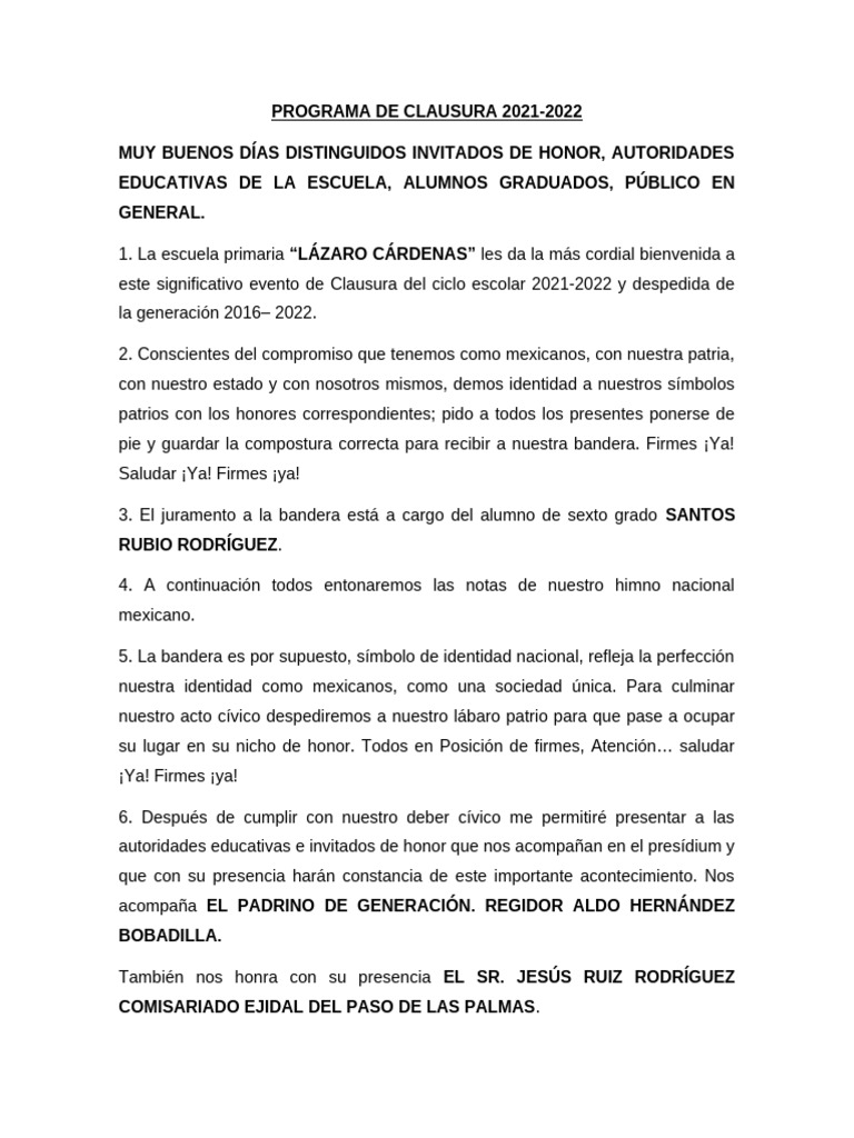 Programa de Clausura | PDF