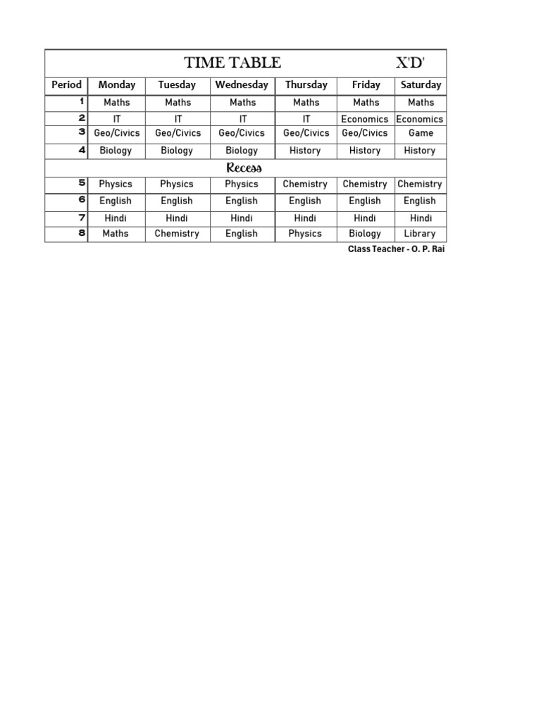 School Time Table | PDF