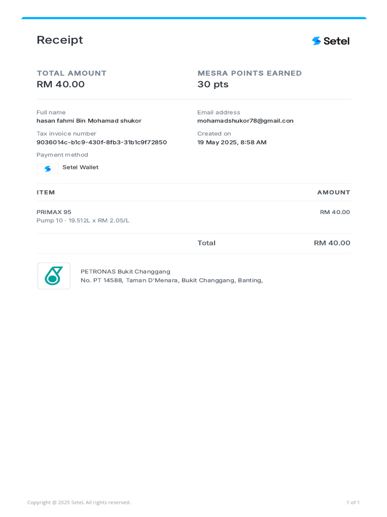 Setel EReceipt On 19 May 2025, 08 - 58 | PDF