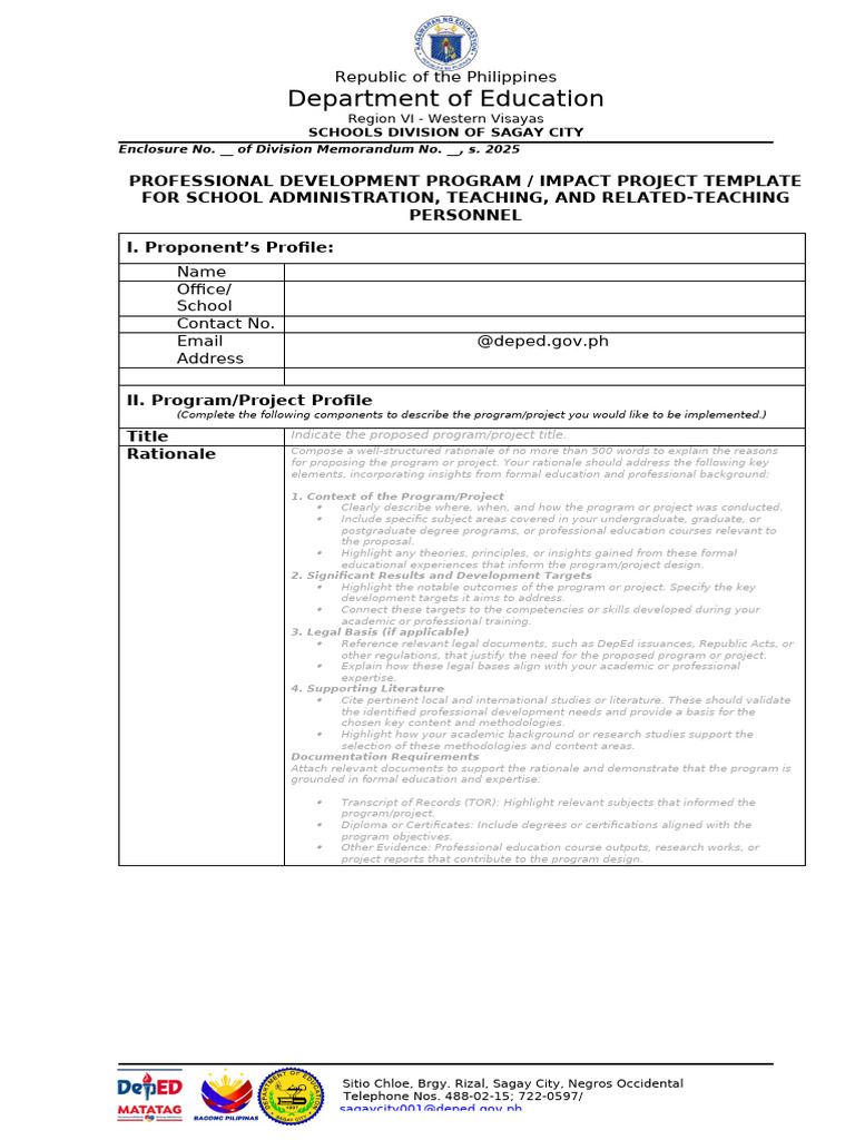 DepEd Professional Development Template | PDF | Lesson Plan | Cognition
