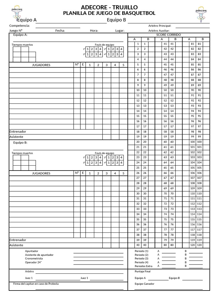 Planillas Basquet | PDF