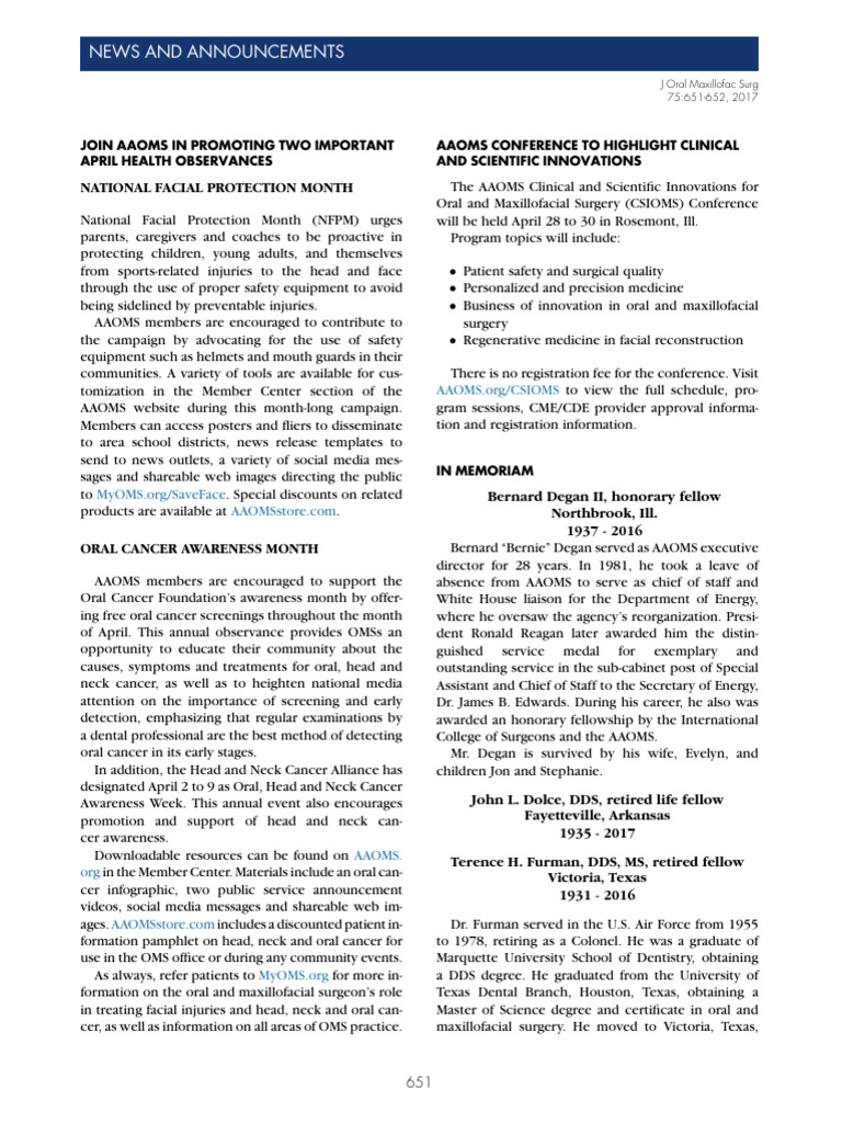 News-and-Announcements 2017 Yjoms3 | PDF | Oral And Maxillofacial ...