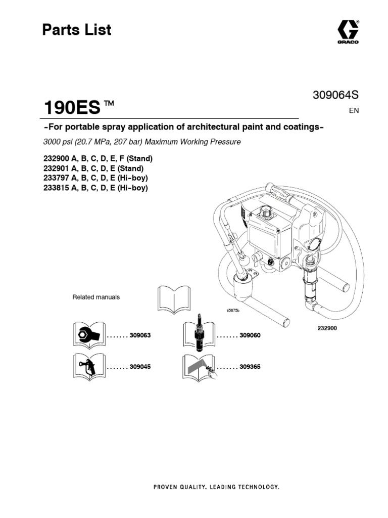 Graco 190ES Parts List and Diagrams | PDF | Pump | Screw